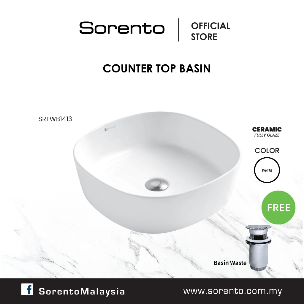 SORENTO Counter top Wash Basin Sinki Bilik Air Ceramic Bathroom sink ...