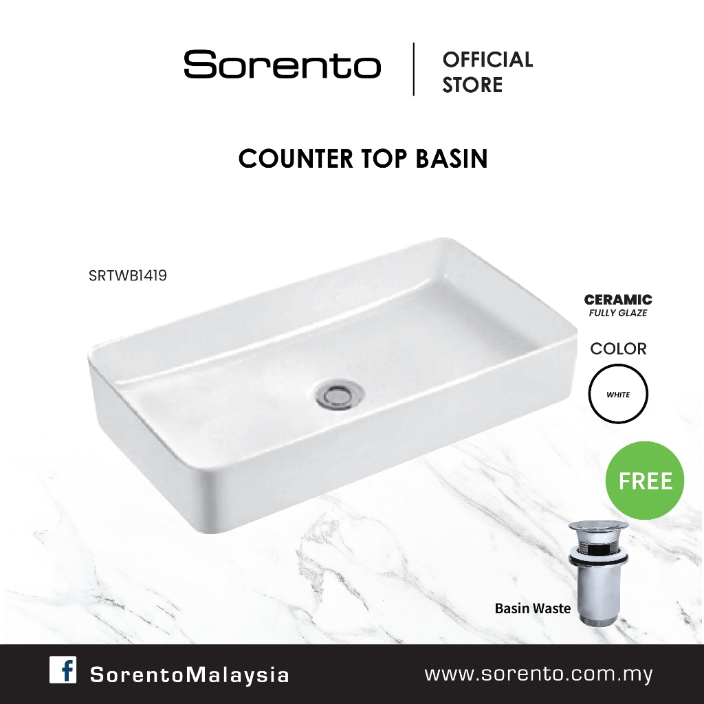SORENTO Counter top Wash Basin Sinki Bilik Air Ceramic Bathroom sink ...