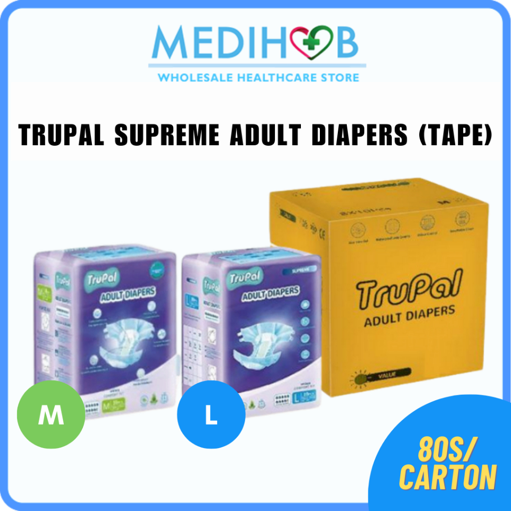 🚚 TRUPAL SUPREME Standard Adult Diapers Lampin Dewasa TAPE 80pcs ...