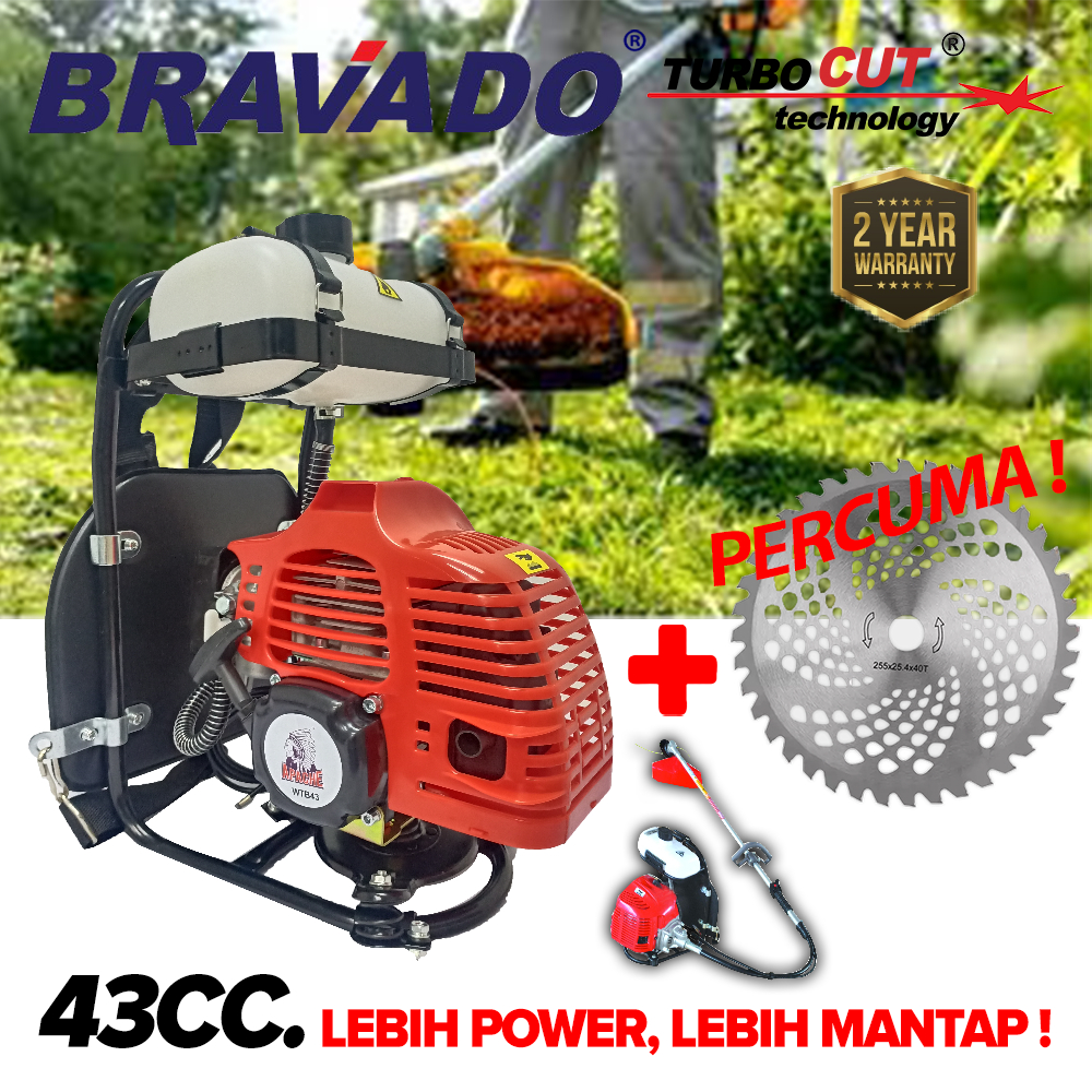 BRAVADO TurboCUT® TB43 | BG430DT | BG430 Backpack Brush Cutter Grass Trimmer Mesin Rumput HEAVY ...