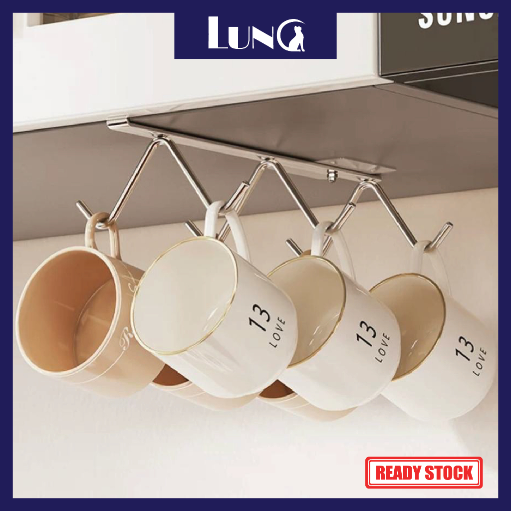 Cup Hanger Mug Hook Mug Shelf Stainless Steel Coffee Cup Kitchen ...