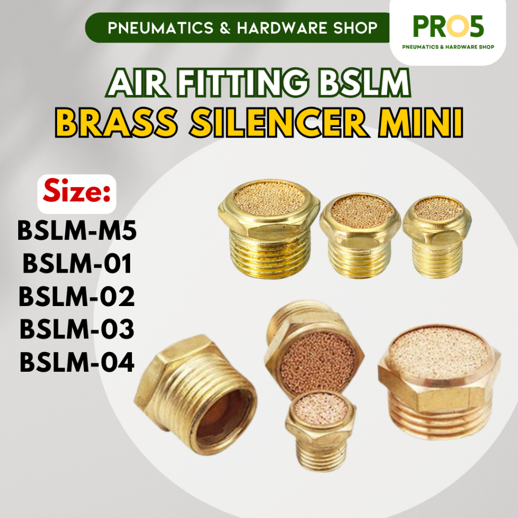 Pneumatic Air Fittings Brass Silencer Mini Type BSL M5 ⅛" ¼" ⅜" ½ ...