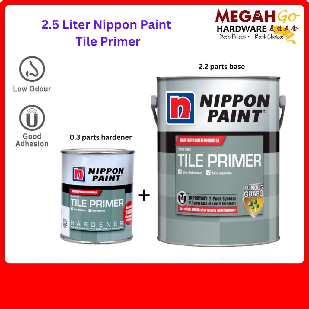 2.5L Nippon Paint Tile Primer Cat Asas Jubin 瓷砖底漆 | Shopee Malaysia