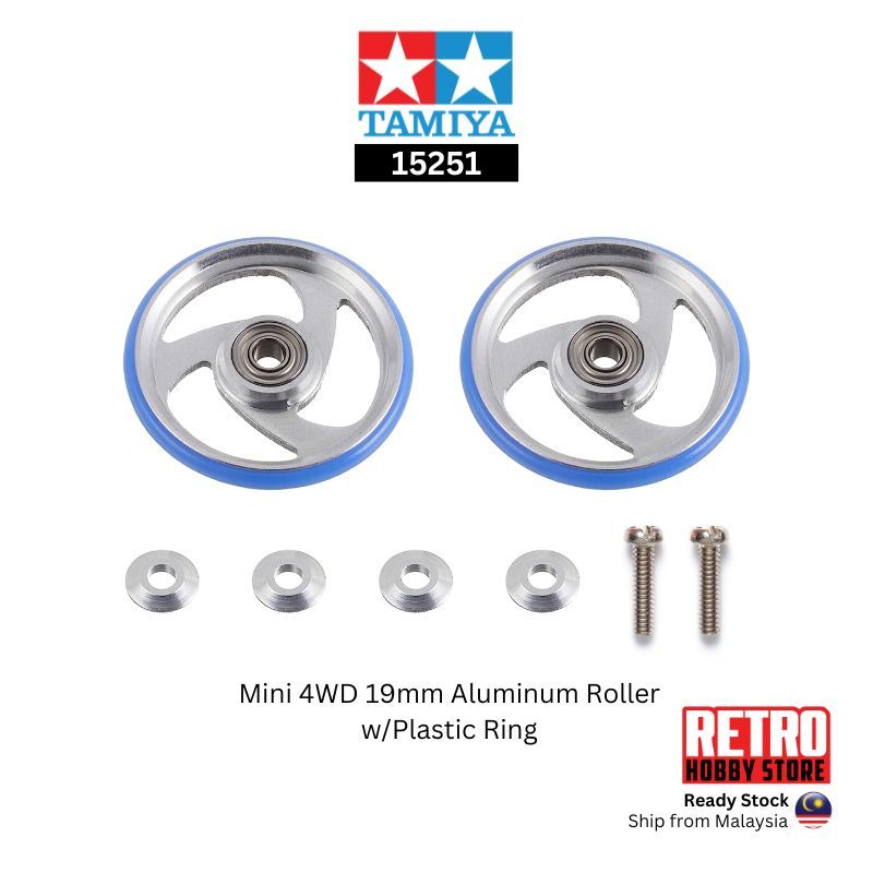 Tamiya 15251 ★ Mini 4WD Parts 19mm Aluminum Roller with Plastic Ring ...