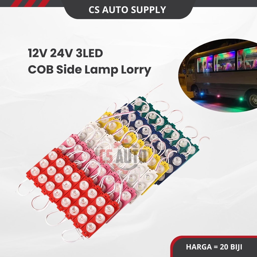 20PCS LED 24V 3MATA 3LED 3Watt Lampu Lori TrailerTreler COB Side Lamp ...