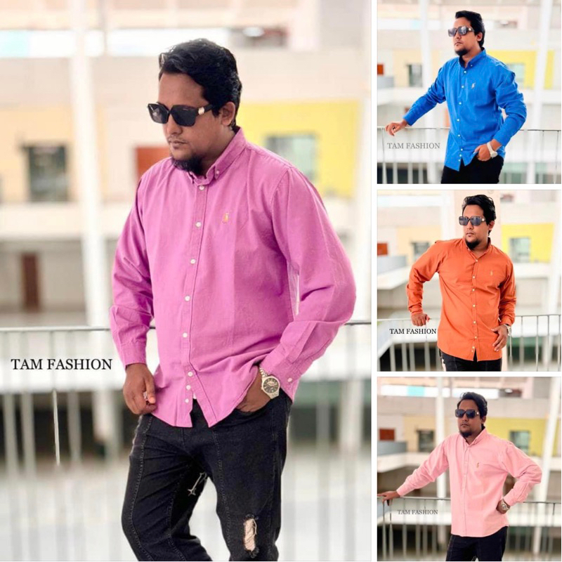 READY STOCK 🇲🇾 Size S-3XL Men Long Sleeve Button Collar Shirt Casual ...