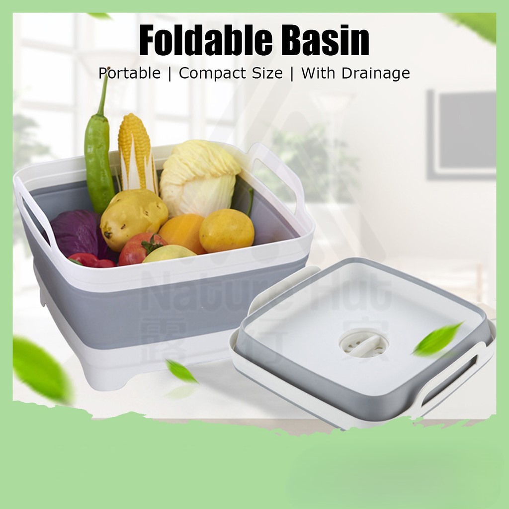 Foldable Wash Basin Outdoor Camping Folding Kitchen Drainage Bucket ...