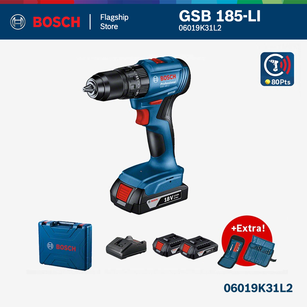 BOSCH GSB 185-LI Brushless Cordless Impact Drill With 2 Batteries ...