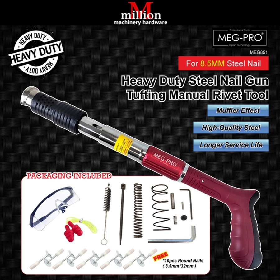 (Free Nails) 8.5mm Heavy Duty Artifact Steel Nail Gun Tufting Manual ...