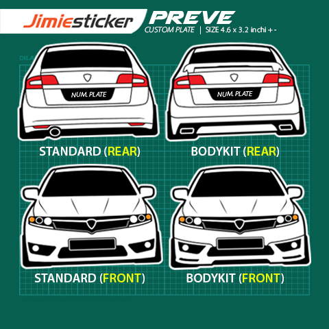 Sticker Proton Preve, Sticker Belakang, Custom Warna dan Nombor Plate ...