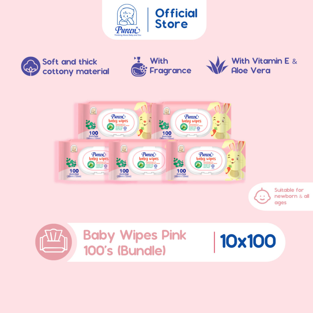 [Bundle Deals] Baby Wipes (PINK) With Fragrance (10 x 100's) | Shopee ...