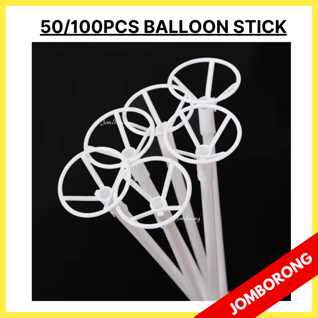 (50/100PCS) EXTRA LARGE BALLOON STICK Batang Belon White Bobo Foil Cup ...