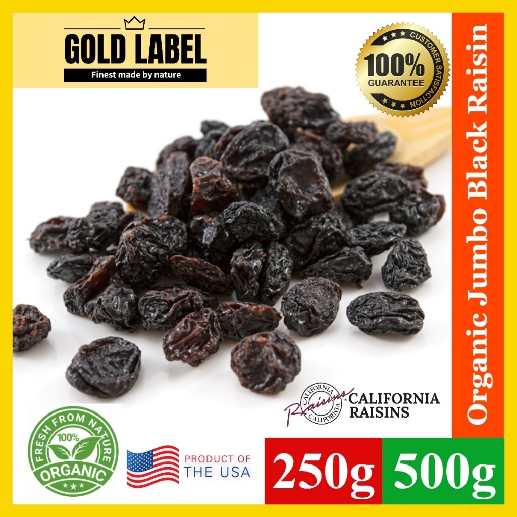 Gold Label Organic California Jumbo Black Raisin (Unsweetened) / Kismis ...