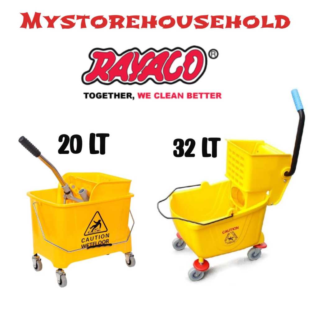 20L / 30L Mop Bucket With Wringer Press Down Heavy Duty with Wheel ...