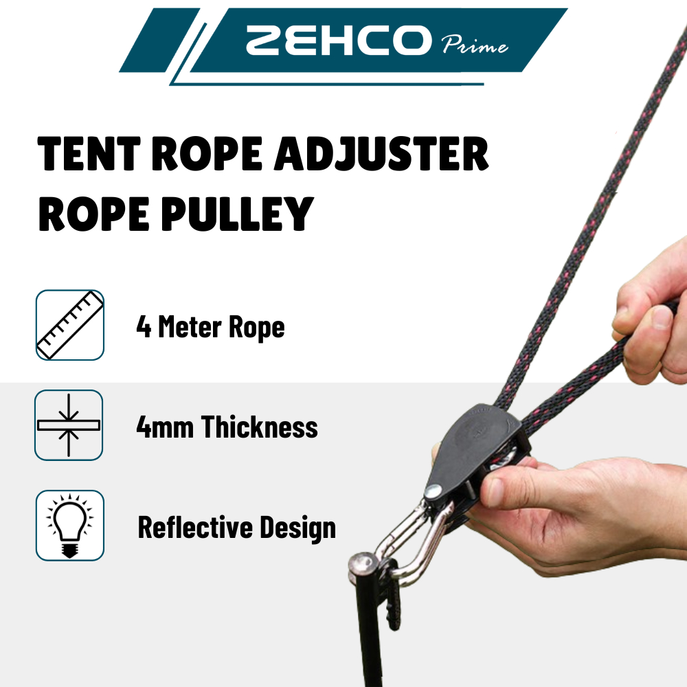 4M Rope Adjuster Tent Rope Buckle Adjustable Reflective Camping Wind ...