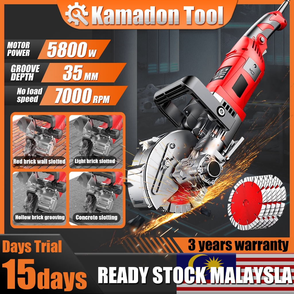 5800W Electric Wall Chaser machine grooving cement cutter Groove Multi ...