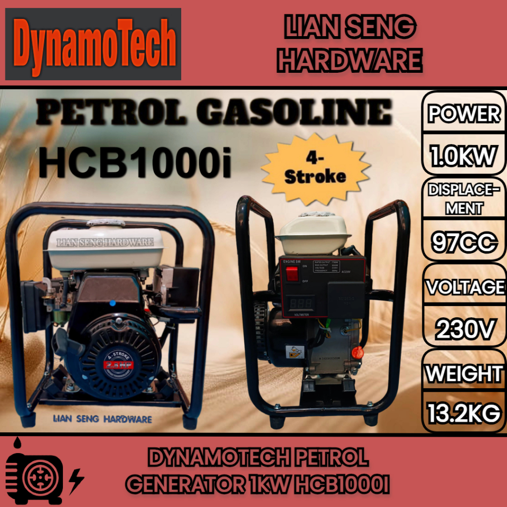 DYNAMOTECH PETROL GENERATOR 1KW HCB-1000I | Shopee Malaysia