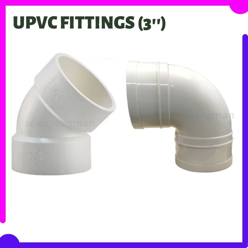 3'' 3 INCH UPVC Fittings UPVC White 45 Degree 90 Degree Elbow End Cap ...