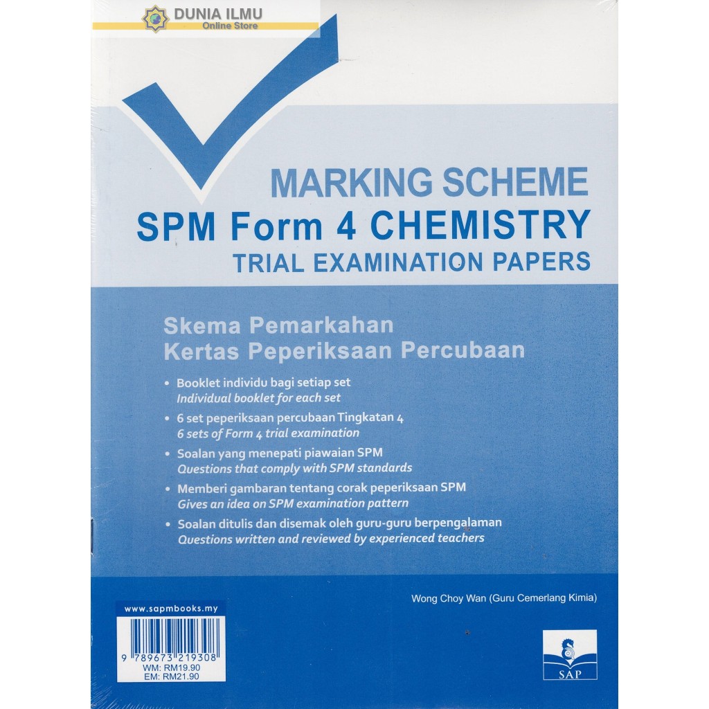 MARKING SCHEME SPM FORM 4 CHEMISTRY TRIAL EXAMINATION PAPERS | Shopee ...