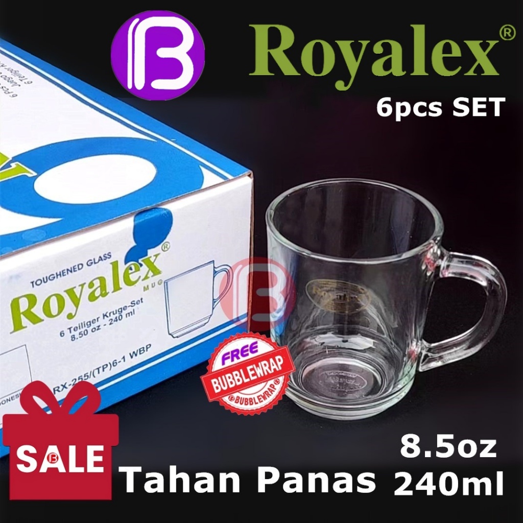 BOSS ͷ ʙos's Royelex RX255/TP {6pcs/SET} KIG RX255/TP Royalex Glass Mug 240ML (6Biji) gelas teh ...
