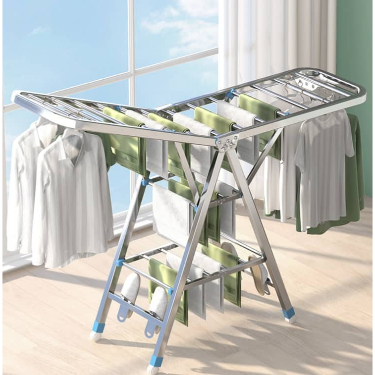 Stainless Steel Clothes Drying Rack Foldable 3 Layer Cloth Hanger ...
