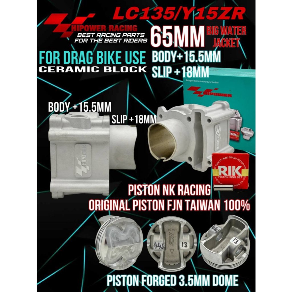 HIPOWER ENGINE BLOCK WITH PISTON LC135 / Y15ZR Y15 LC BODY +7.0MM BODY ...