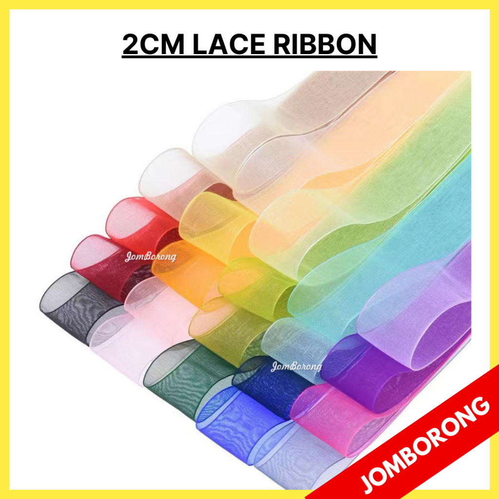 (45M) 2CM LACE Ribbon Riben Reben Ribben Satin Organza Gift Flower ...