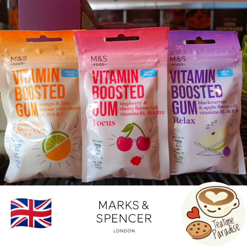 Marks & Spencer (M&S) Sugar Free Vitamins Boosted Gum 27g (Mango & Lime ...