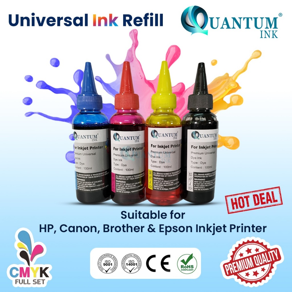 CISS Inkjet Printer Refill Ink Black Cyan Magenta Yellow 100ml for HP ...