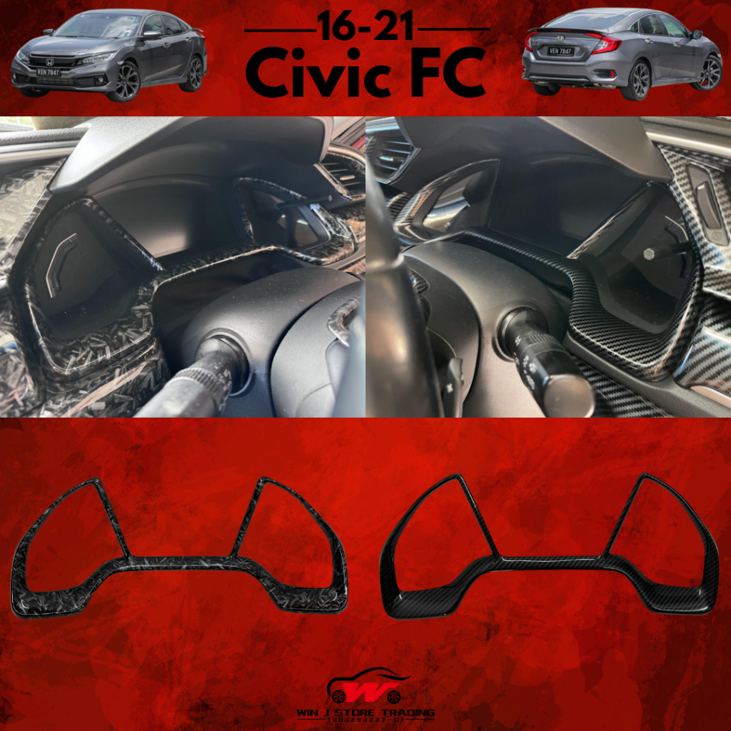 Honda Civic FC 2016-2021 Forged Carbon Trim Meter Panel Trim Cover ...