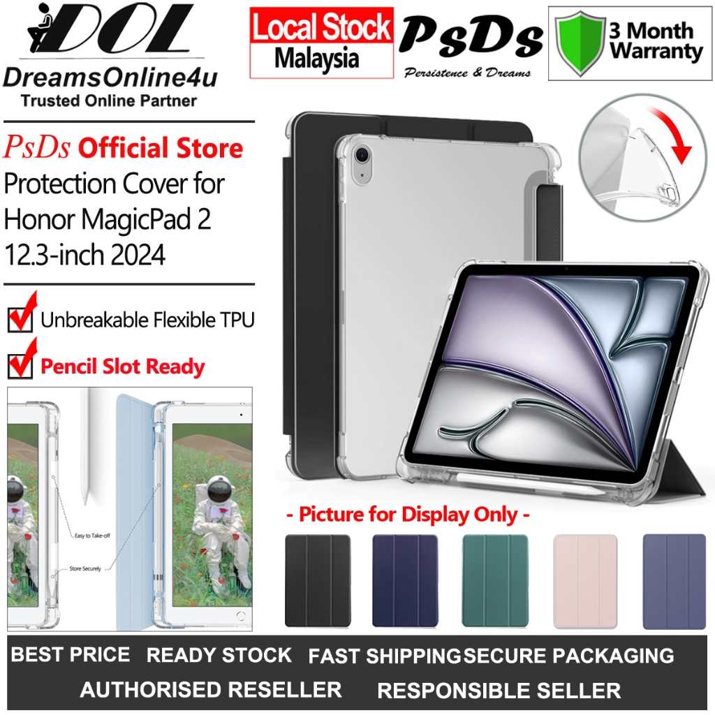 PsDs TM Transparent TPU Pencil Slot Smart Auto Wake-up Cover Case Honor ...
