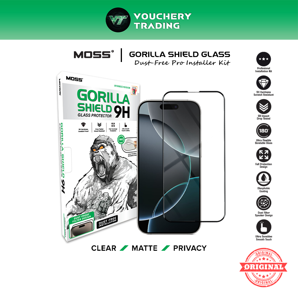 MOSS Gorilla Shield 9H Full Cover 2.5D Tempered Glass Dust Free Pro ...