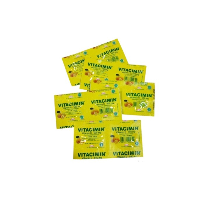 Gula Gula Hisap Vitamin C 500 Mg Vitacimin Perisa Lemon ( 1 Ikat 5 ...