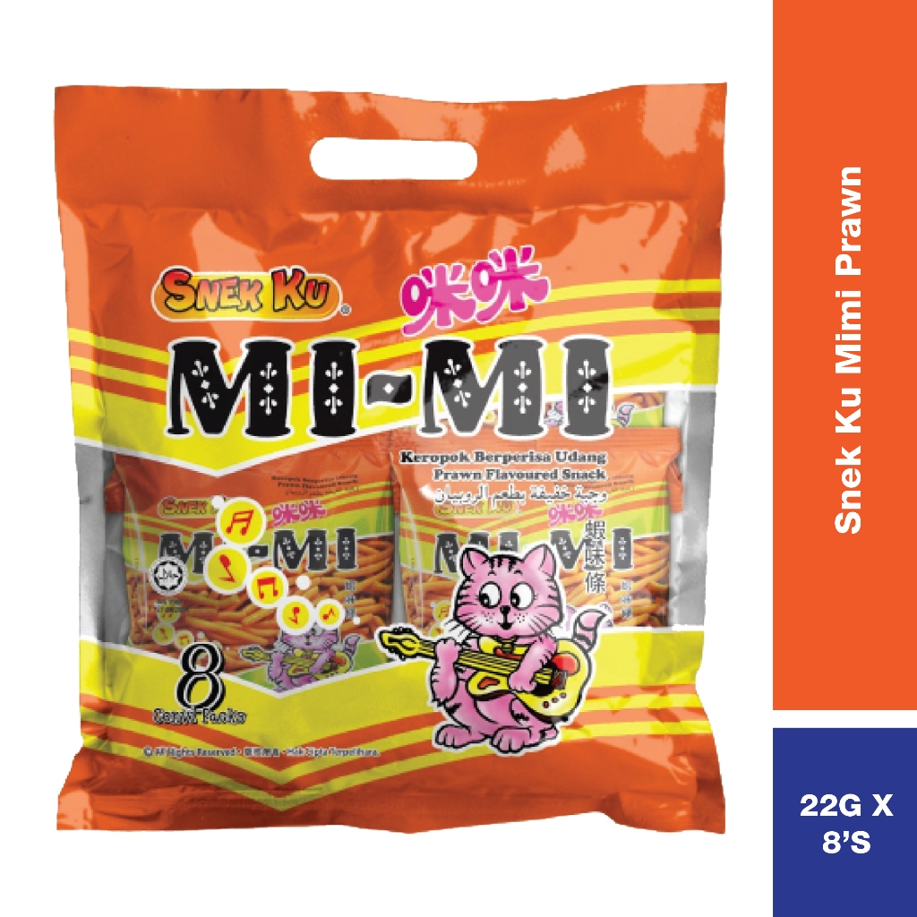 Snek Ku Mi-Mi Prawn Flavoured Snack (22g x 8 Packs) | Shopee Malaysia
