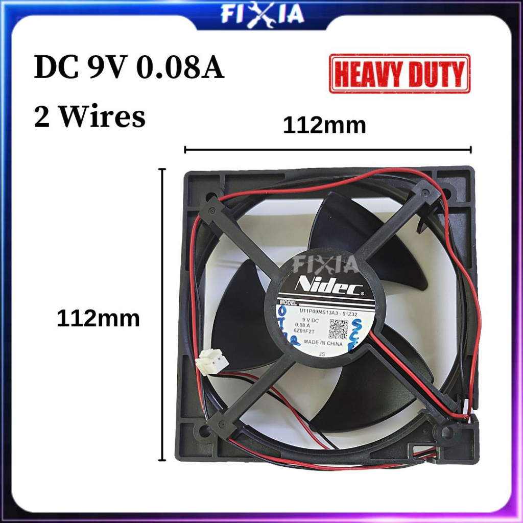 Heavy Duty DC9V 0.08A (2 Wires) 112*112*25mm Nidec U11P09MS13A3-51Z32 ...