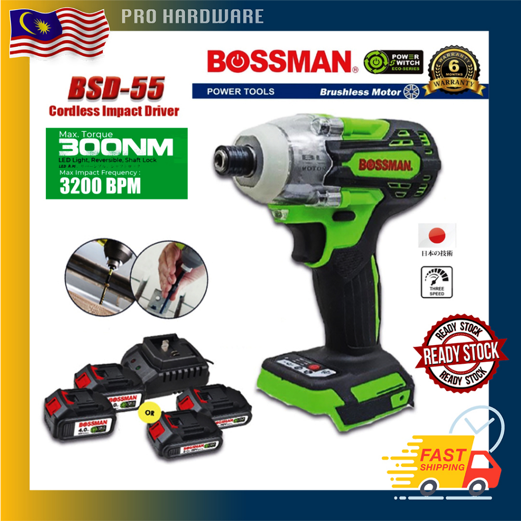 BOSSMAN ECO-SERIES BSD-55 / BSD55 20V 1/4" Cordless Brushless Impact ...