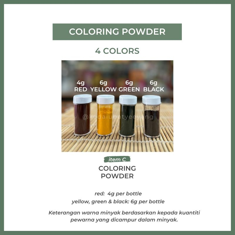 Coloring Powder/ Pewarna Bahan Campuran Buat Minyak (100G) | Shopee ...