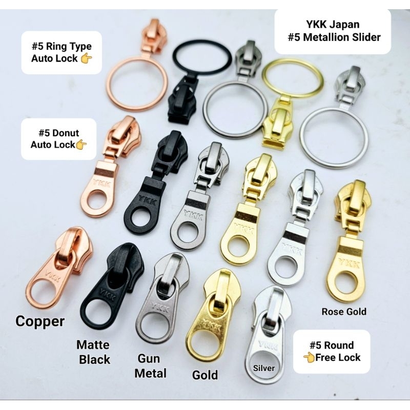 YKK Japan #5 Metallion Zipper Slider for install on YKK #5 Nylon Chain ...
