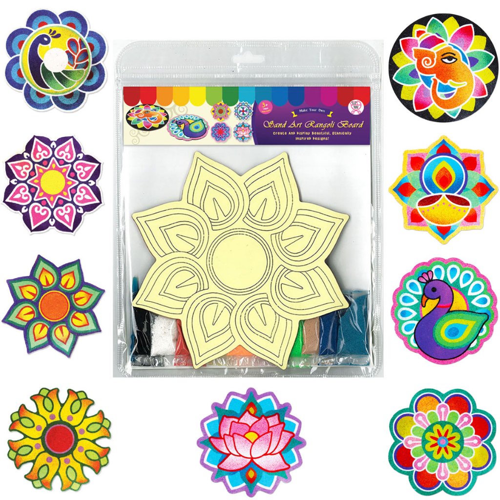 Sand Art Rangoli Board Kit Deepavali Celebration Family fun time play ...