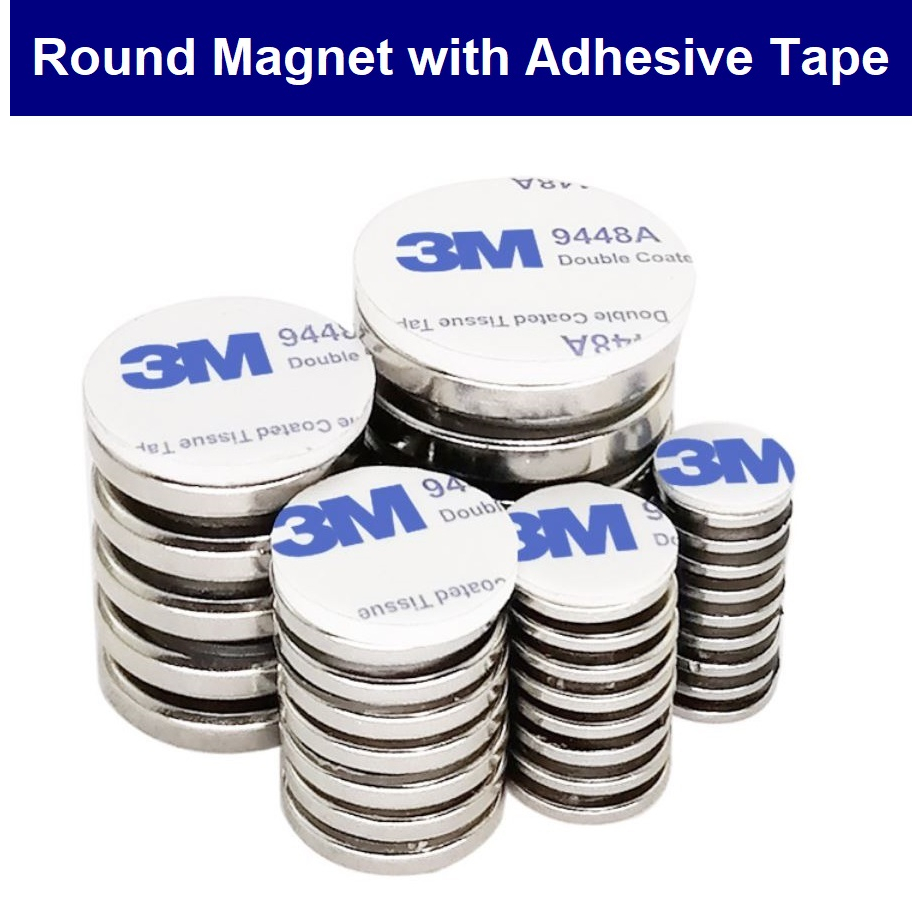 Round Magnet with Adhesive Tape Disc Magnet Various Size 12/15/18/20 ...
