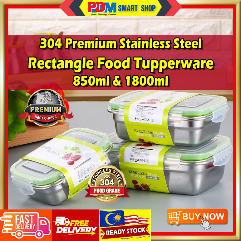 PDM Premium 304 Stainless Steel Rectangle Bento LunchBox Set Portable ...