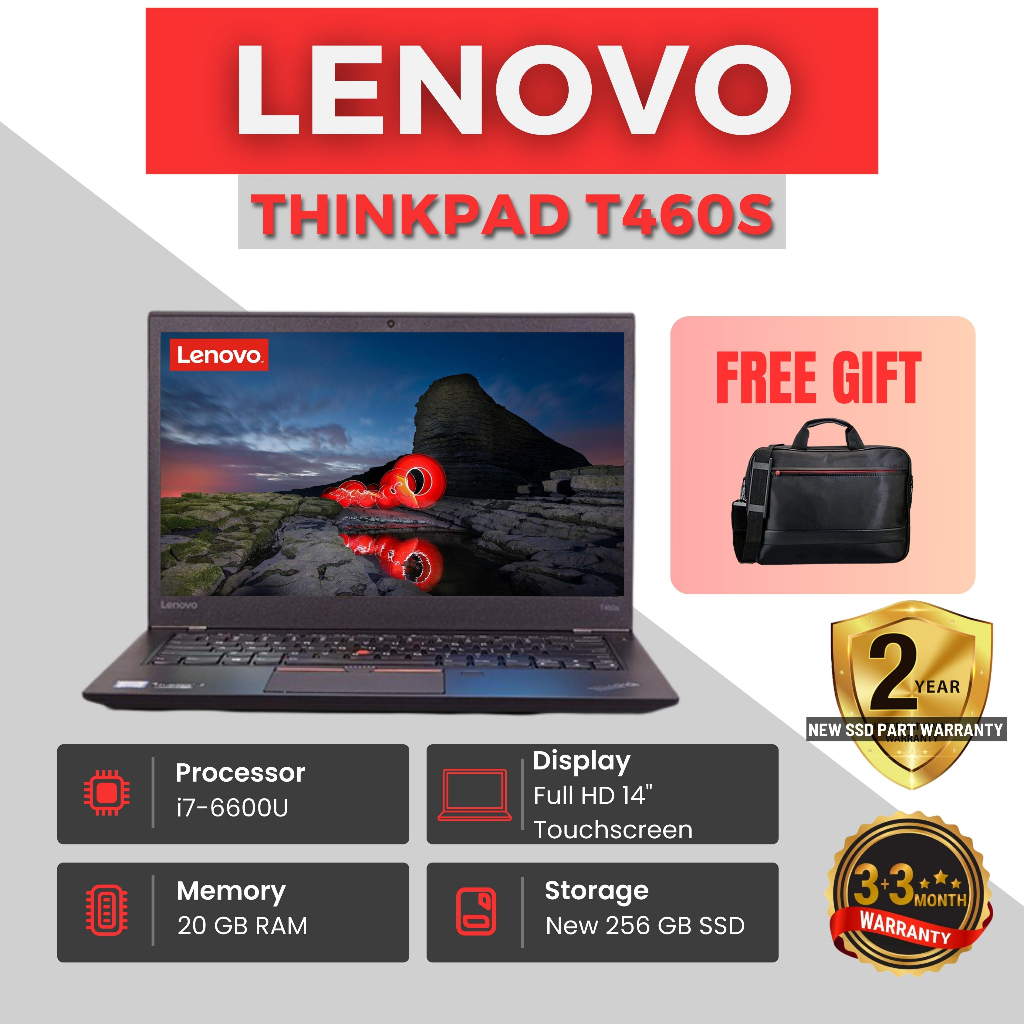Lenovo Thinkpad T460s i7-6600U 256SSD 20GB Ram Touchscreen Intel HD ...