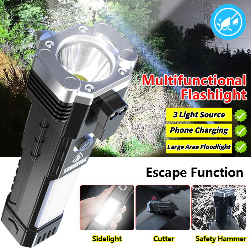 Mini Flashlight COB Keychain Light USB Rechargeable Torch Light ...