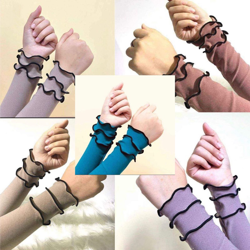 Handsock Ruffle 3 layer Sarung Tangan Muslimah Mosscrepe ( RANDOM ...