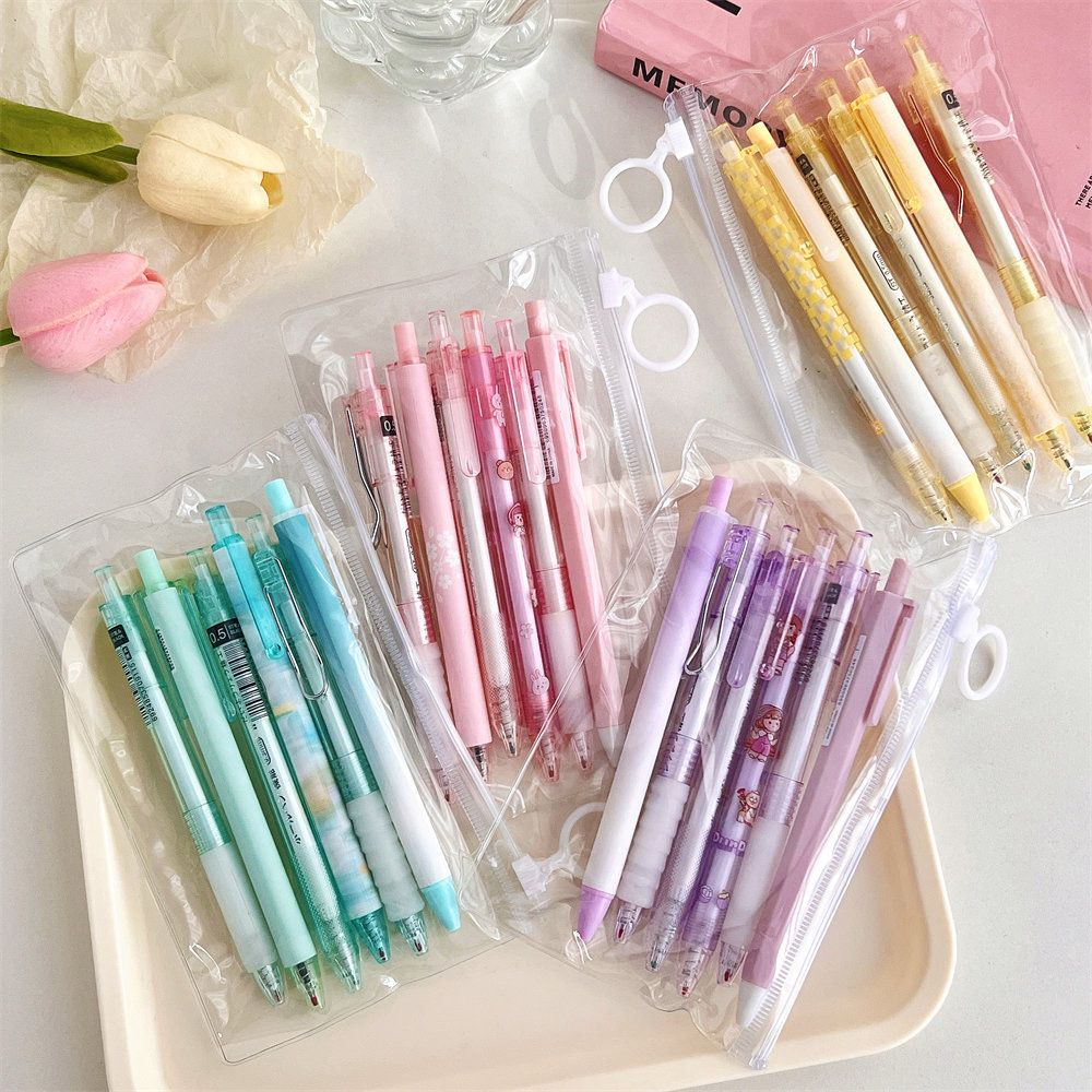 [TNY] 6pcs 【Color Series】Black Gel Pens 0.5mm Fine Point Minimalist ...