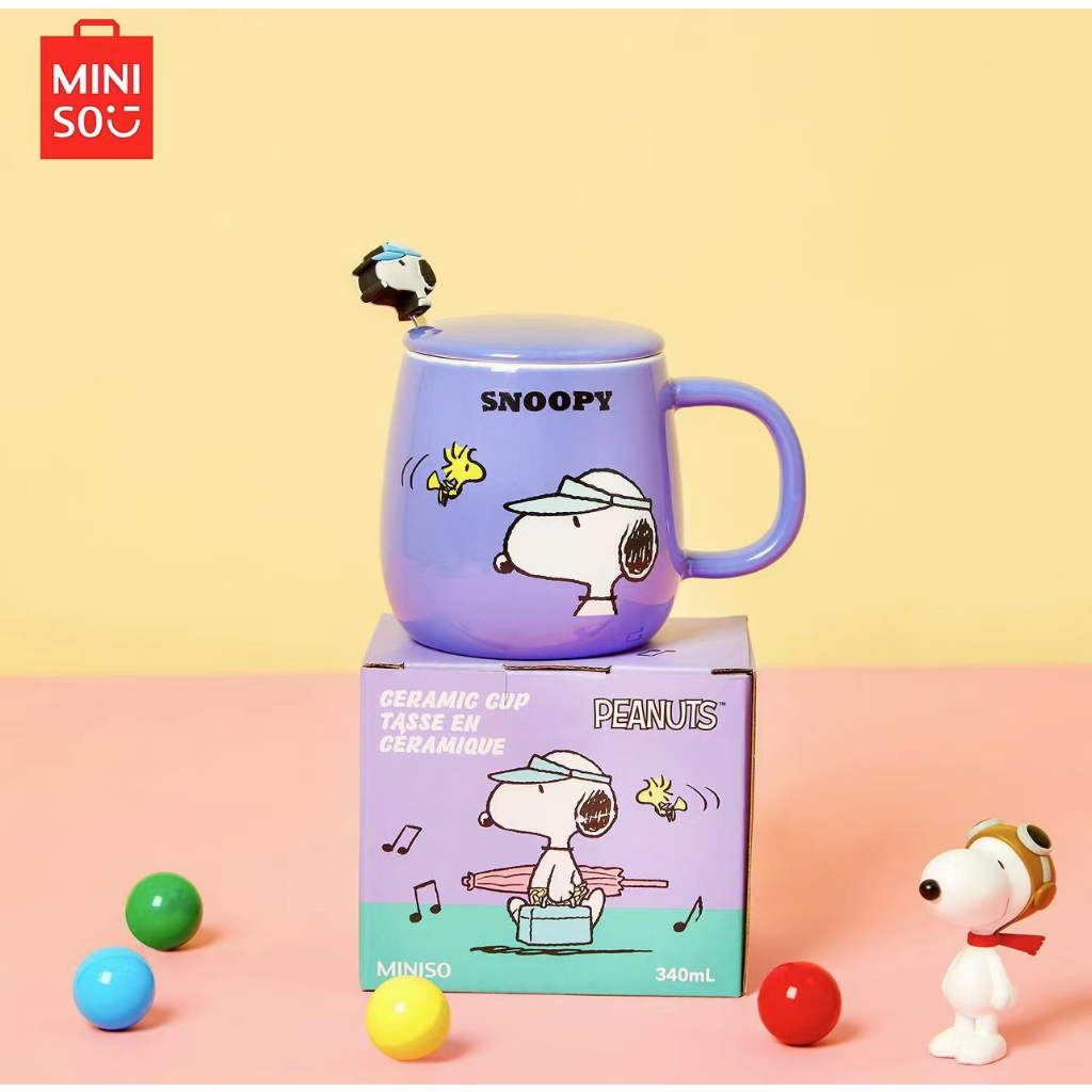 MINISO_Snoopy Summer Travel Collection Ceramic Cup with Lid and Spoon (370mL) | Shopee Malaysia