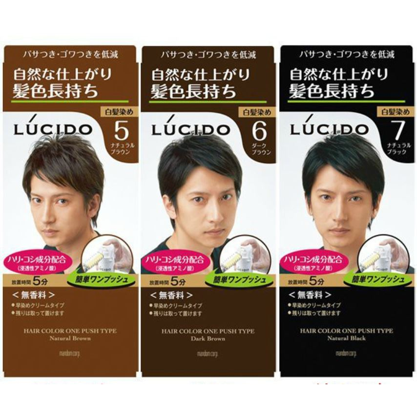 LUCIDO Men Hair Color One Push Type 50g Mandom Man Hair Dye Gray Hair ...
