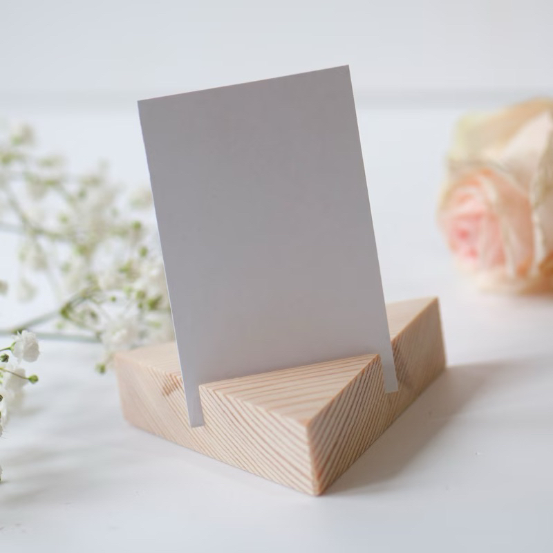 Triangle Memo Holder Natural Wood Wooden Memo Holder Clips Photo Holder ...
