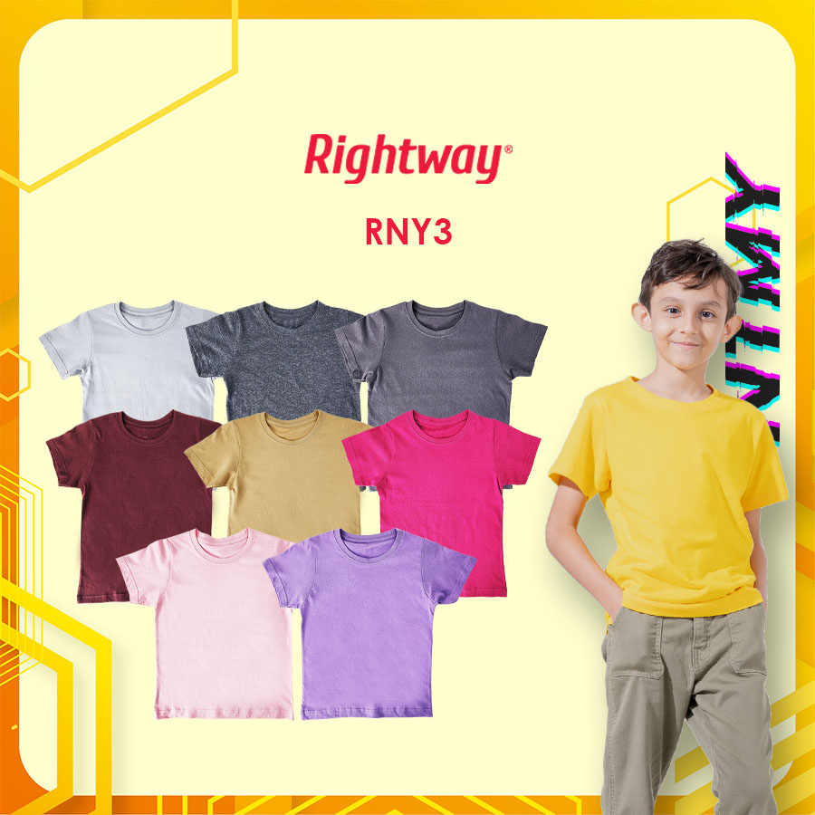 NTMY x Rightway RNY3 Youth Kids Student Budak Cotton Plain Round Neck L ...
