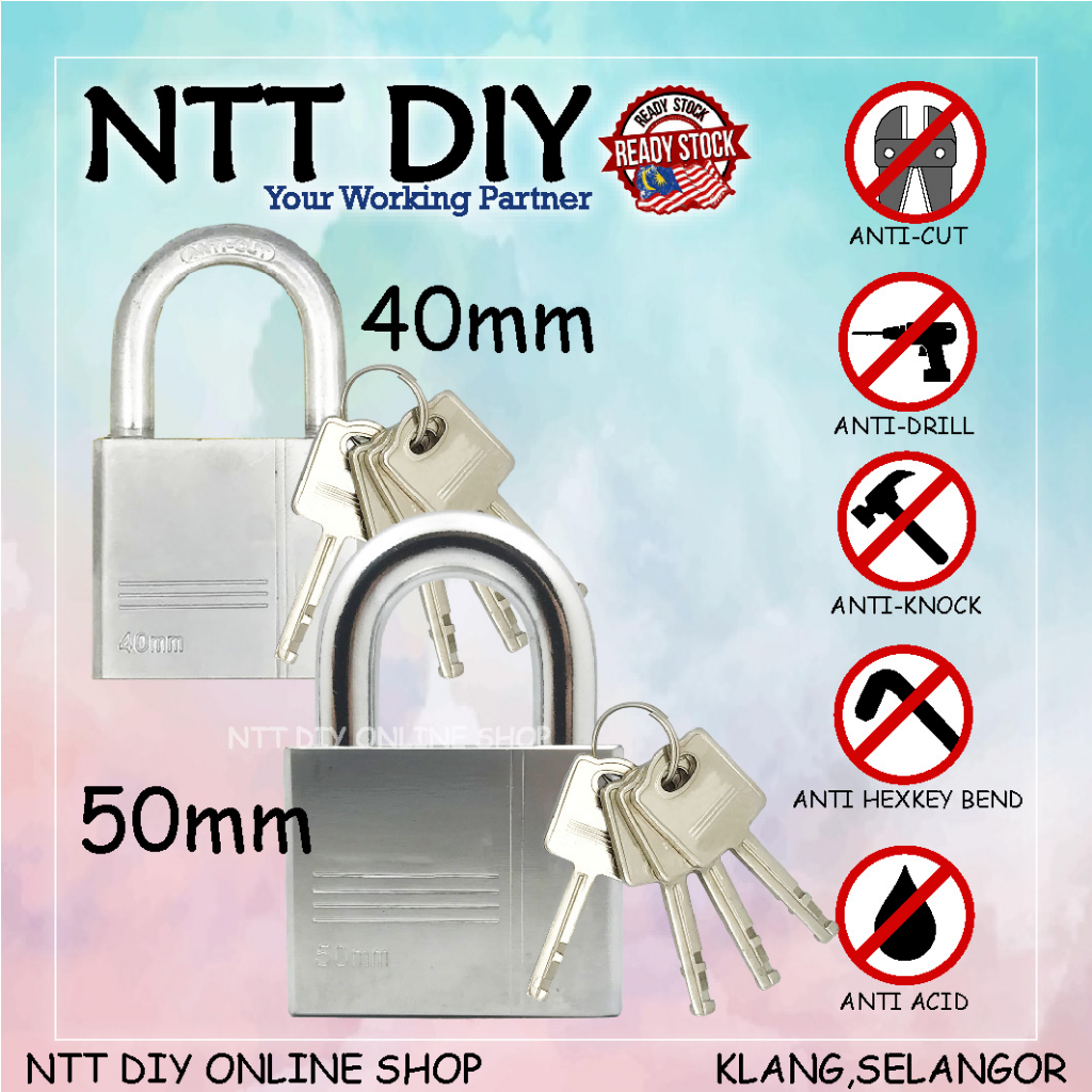 NTT DIY Anti-Cut PadLock/Top Security Padlock / House Lock / Door lock ...